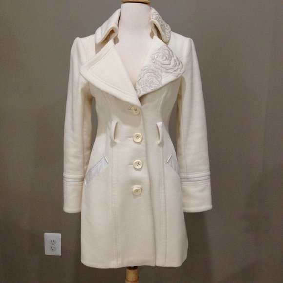bebe | Jackets & Coats | Bebe Wool Coat With Faux Leather ...
